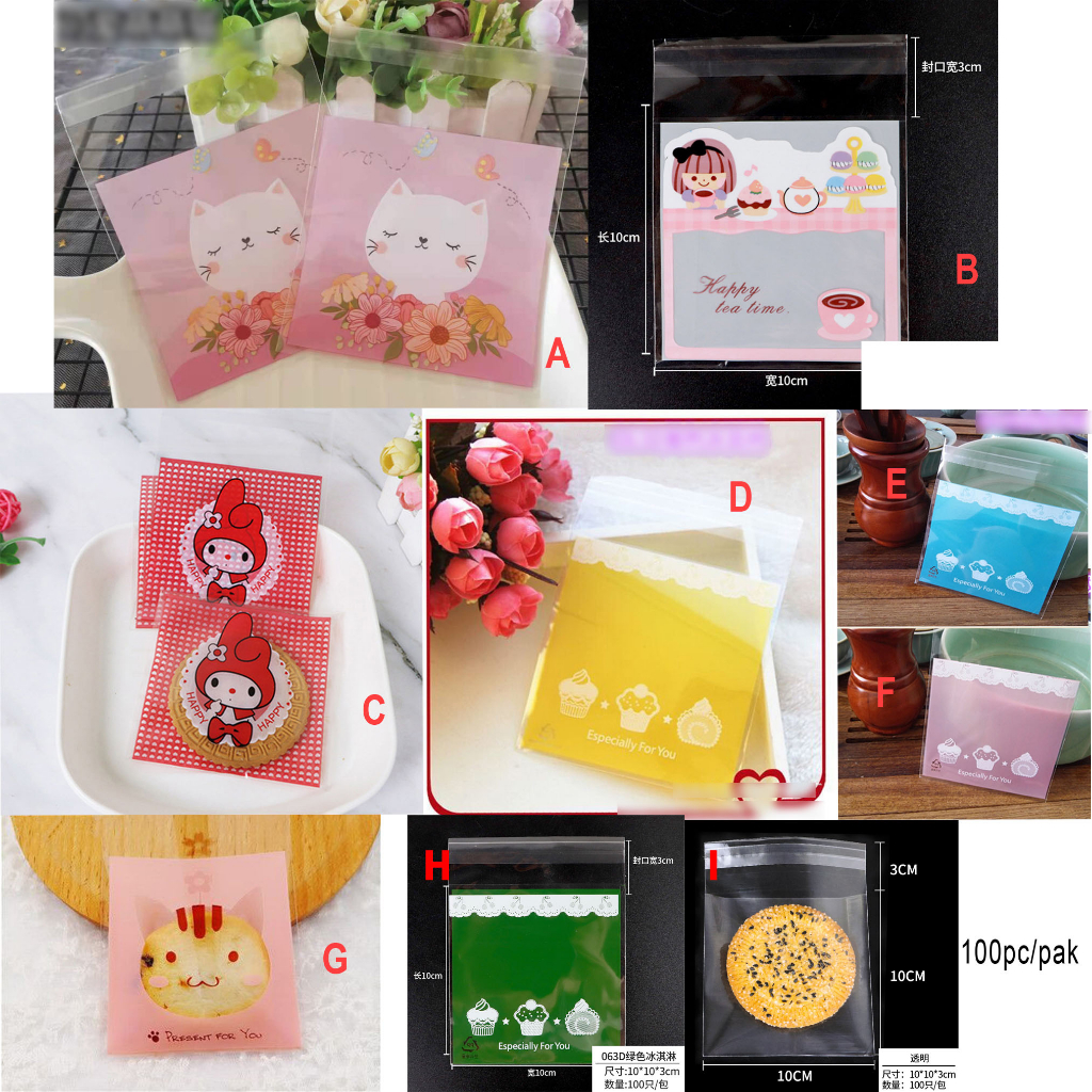 Jual PART-9 Plastik Cookies 10x10cm kartun kawaii lucu imut 100pc ...