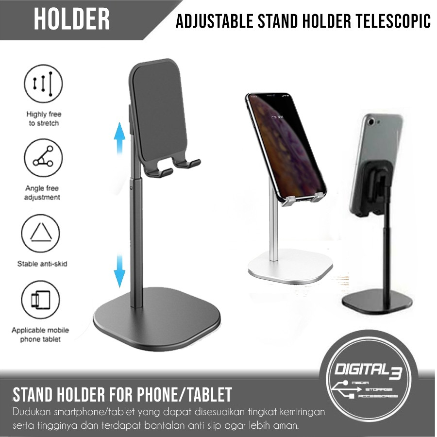Jual Dudukan HP Smart Phone Tablet Stand Holder Dock Telescopic K2 ...