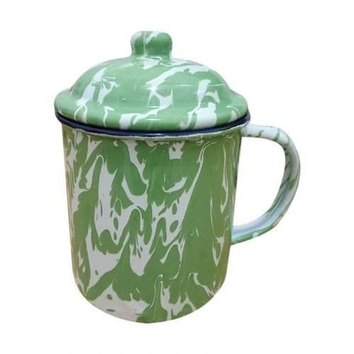 Jual MUG CANGKIR GELAS ENAMEL MOTIF BURIK LURIK HIJAU JADUL TUTUP UK.10 ...