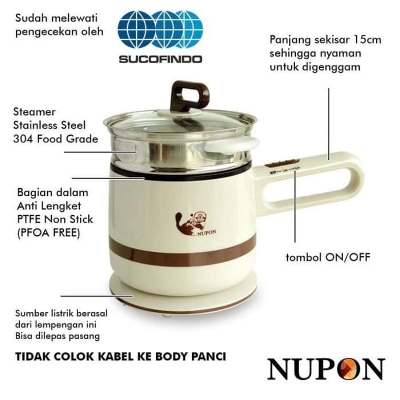 Jual Panci Portable Steam pot NUPON Electric Multi cook Pan | Shopee ...
