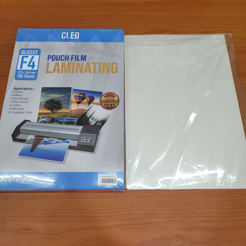 Jual Plastik Laminating / Laminating Film A4 & F4 Merek E-Print / Cleo Isi 10 Lembar (Repack ...