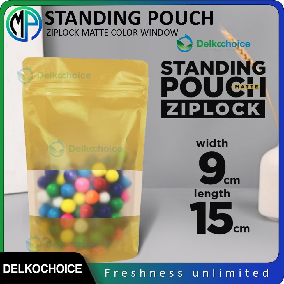 Jual Kemasan Standing Pouch Matte Doff 9 cm x 15 cm KUNING (GOLD ...