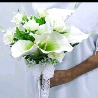 Jual BUKET PENGANTIN CALLA LILY + MAWAR BUNGA PALSU, READY STOCK, UNTUK ...