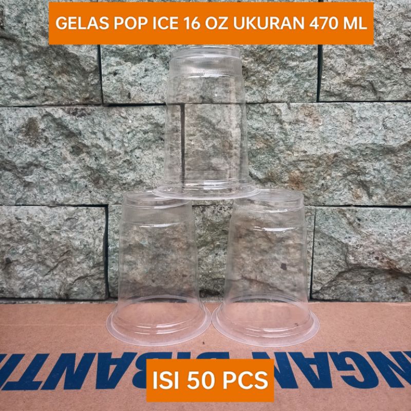 Jual GELAS PLASTIK POP ICE BUBBLE UKURAN 16 OZ ( 470 mL) ISI 50 PCS ...