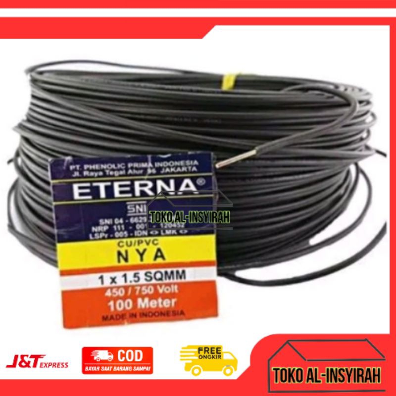Jual Kabel Listrik Tembaga Tunggal Satu, ETERNA 1x1.5 1,5mm SNI harga permeter | Shopee Indonesia