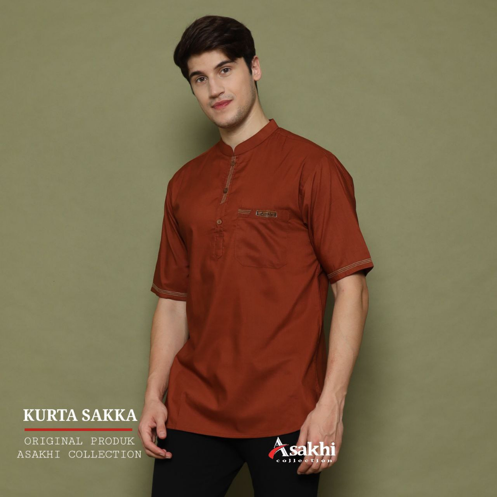 Jual Asakhi Baju Koko Kurta Premium Lengan Pendek Sakka Warna Merah ...