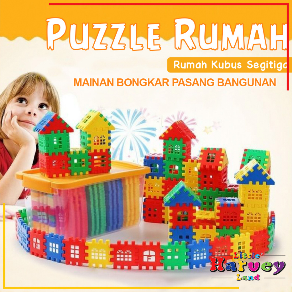 Jual Mainan Edukasi Anak PUZZLE BLOK RUMAH Bongkar Pasang Funny Blocks ...