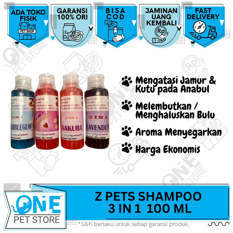 Jual Z Pets 3 IN 1 Shampoo 100 ml / Anti Jamur Bakteri Kutu / Kucing ...