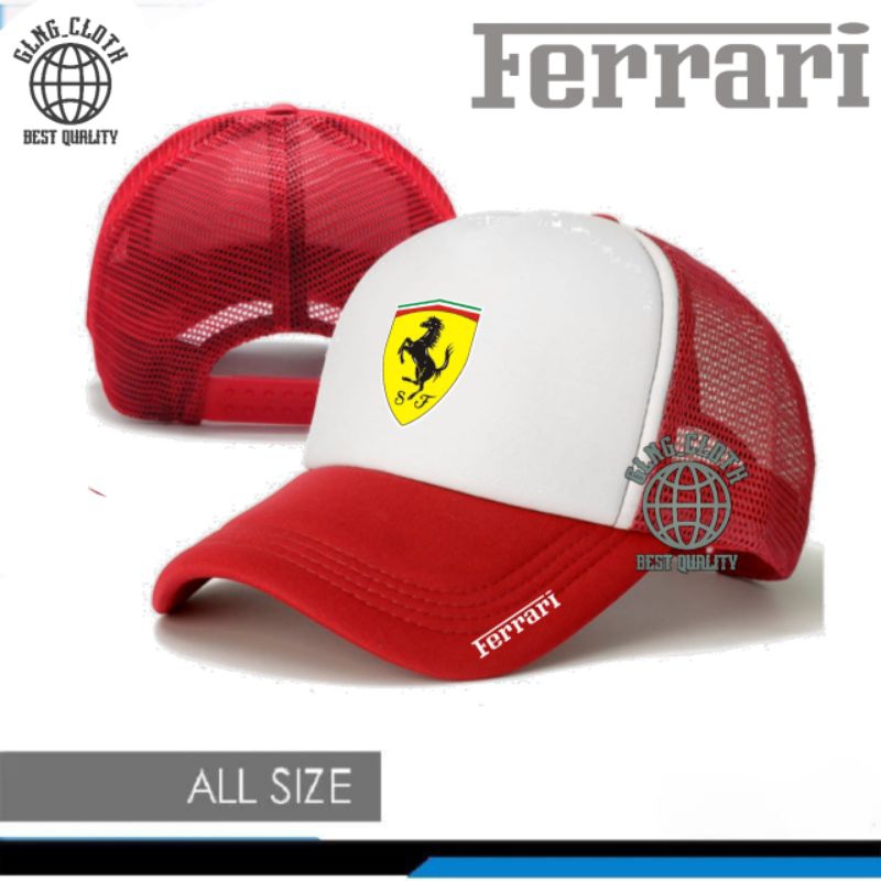 Jual TOPI JARING TRUCKER RACING F1 FORMULA ONE LOGO FERARRI PRIA WANITA ...