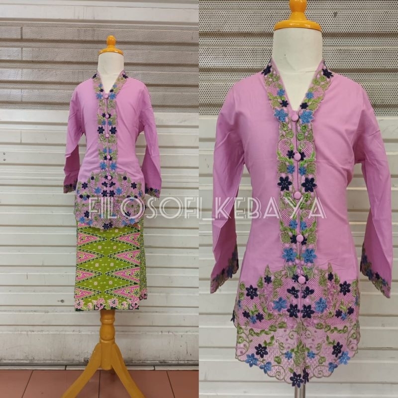 Jual Setelan kebaya encim anak perempuan motif bunga-bunga // kebaya ...