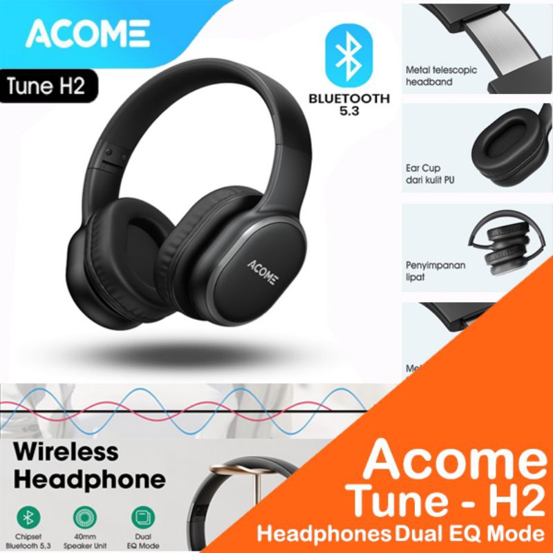 Jual ACOME Tune H2 Headphone Bluetooth 5.3 / Headset Earphone Wireless ...