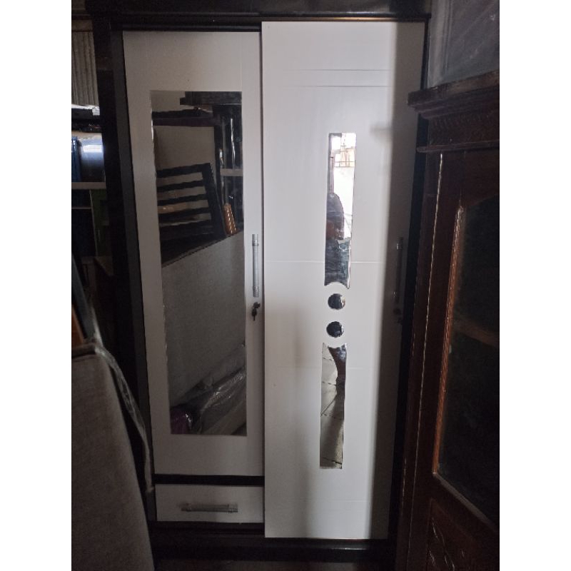 Jual lemari rak baju pintu 2. sleding engsel laci cermin kunci kayu ...