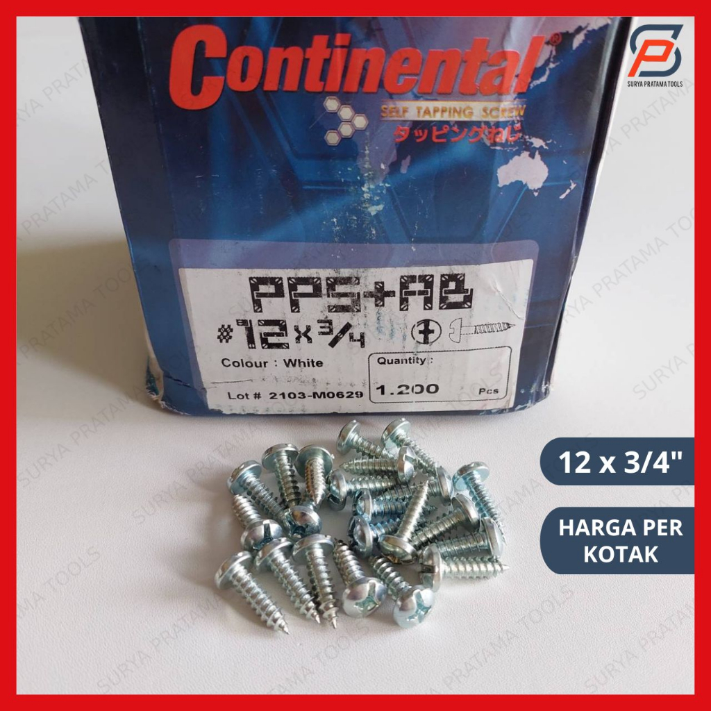 Jual Sekrup Cacing JP 12 mm x 3/4 inch Per Kotak / Skrup Tapping 12mm x ...