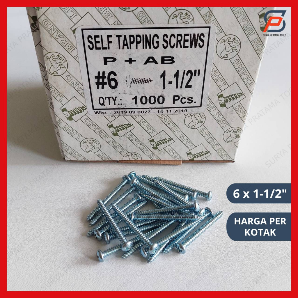 Jual Sekrup Cacing JP 6 mm x 1.5 Inch Per Kotak / Skrup Tapping 6mm x 1 ...
