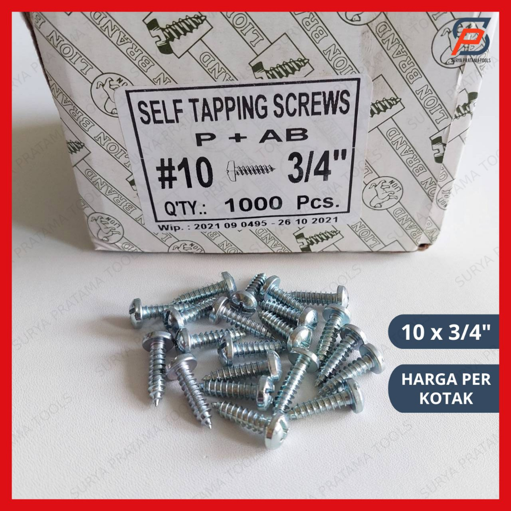 Jual Sekrup Cacing JP 10 mm x 3/4 inch Per Kotak / Skrup Tapping 10mm x ...