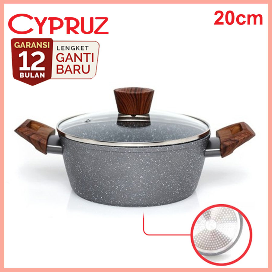 Jual Cypruz Panci Pan Cookware Induksi Marble + Tutup Kaca 20 cm PI ...