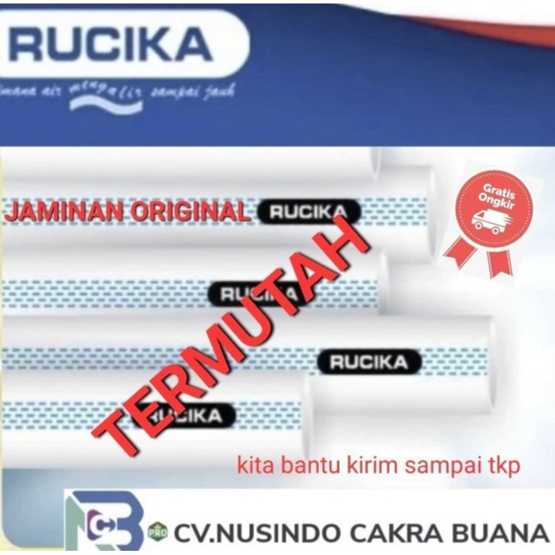 Jual PIPA PVC RUCIKA STANDARD AW 1" (32mm) - putih | Shopee Indonesia