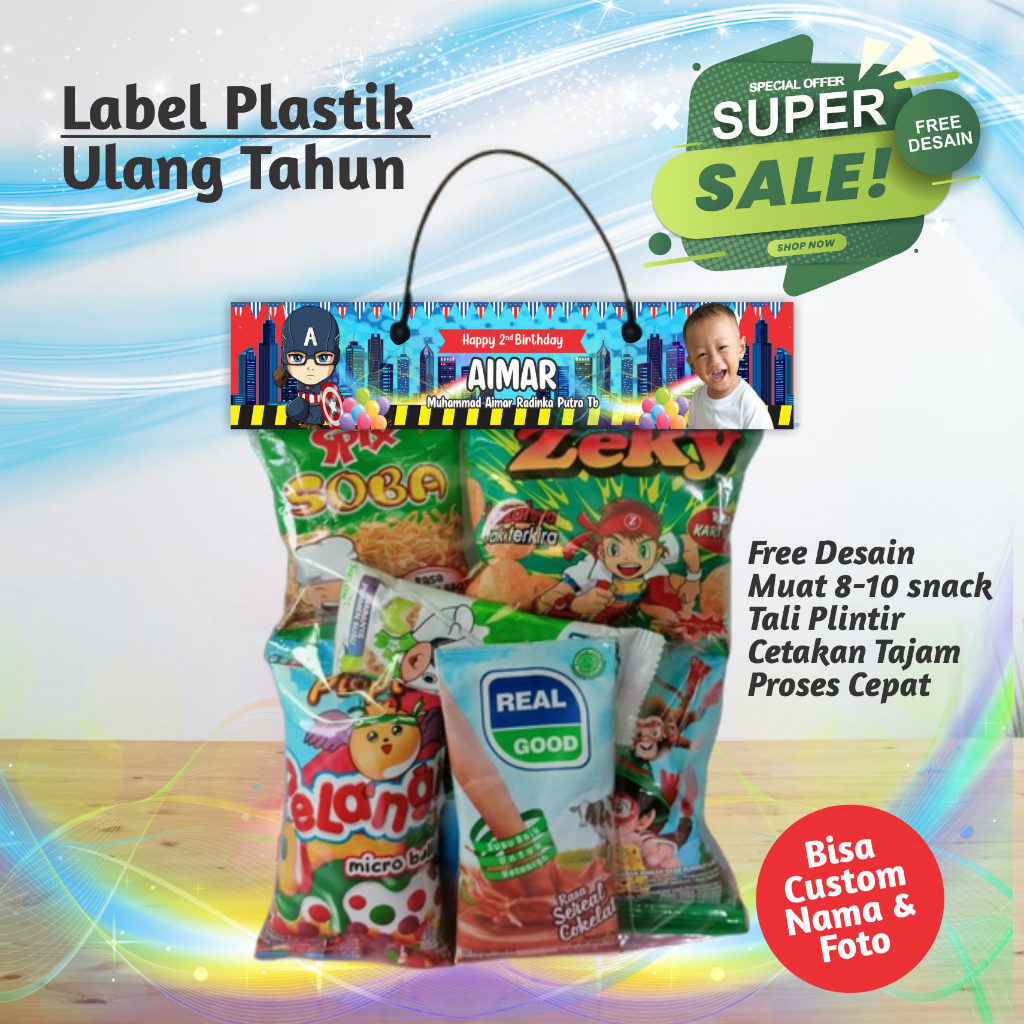 Jual Plastik Snack Ulang Tahun Custom (Free Desain nama dan foto ...