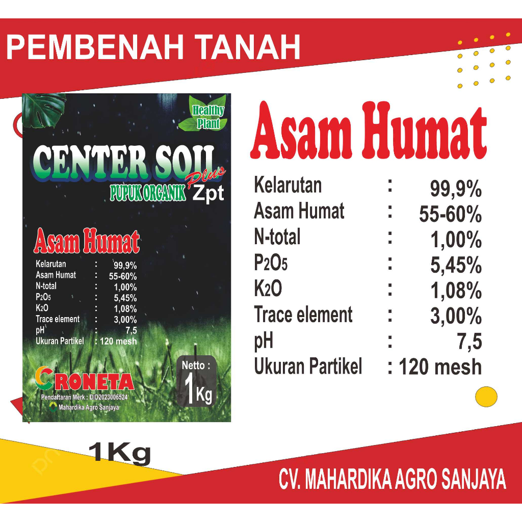 Jual CRONETA Center Soil 1KG Asam Humat Pembenah Tanah | Shopee Indonesia