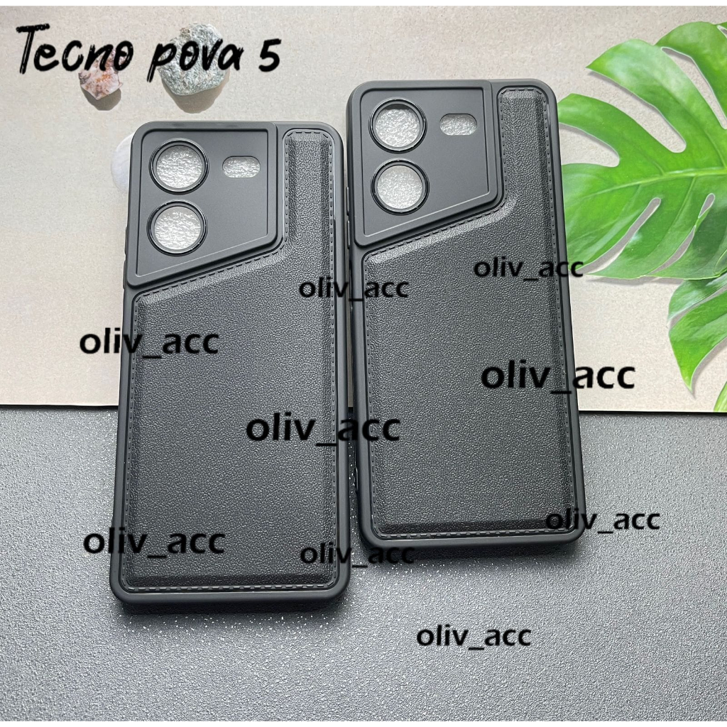 Jual case leather tecno pova 5 tecno pova 5 pro black case kulit jeruk luxury case tecno ...