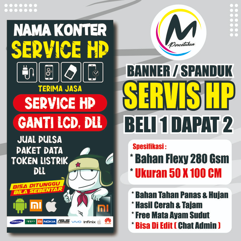 Jual Banner Servis Hp / Spanduk Konter - Ukuran 50x100 cm | Shopee ...