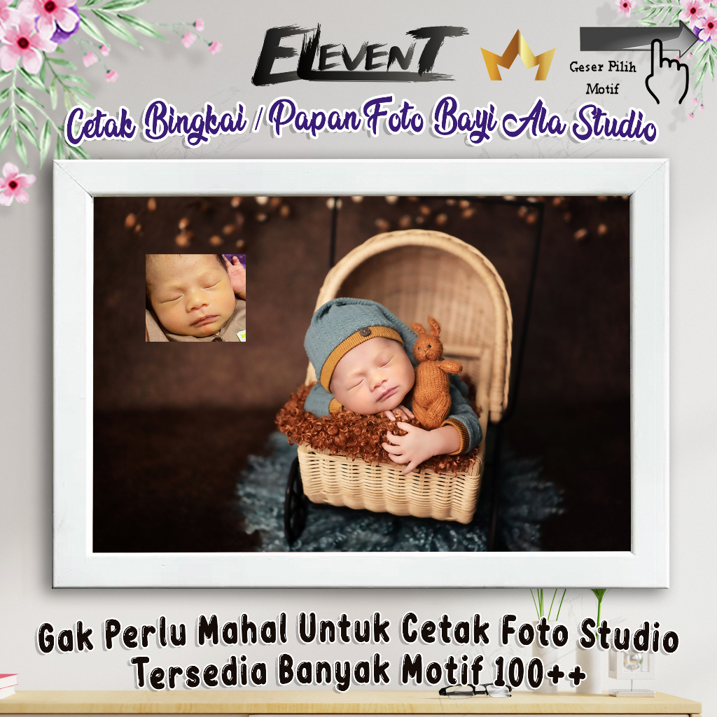 Jual Cetak + Bingkai / Papan MDF Photoshoot Bayi Ala Studio NewBorn ...