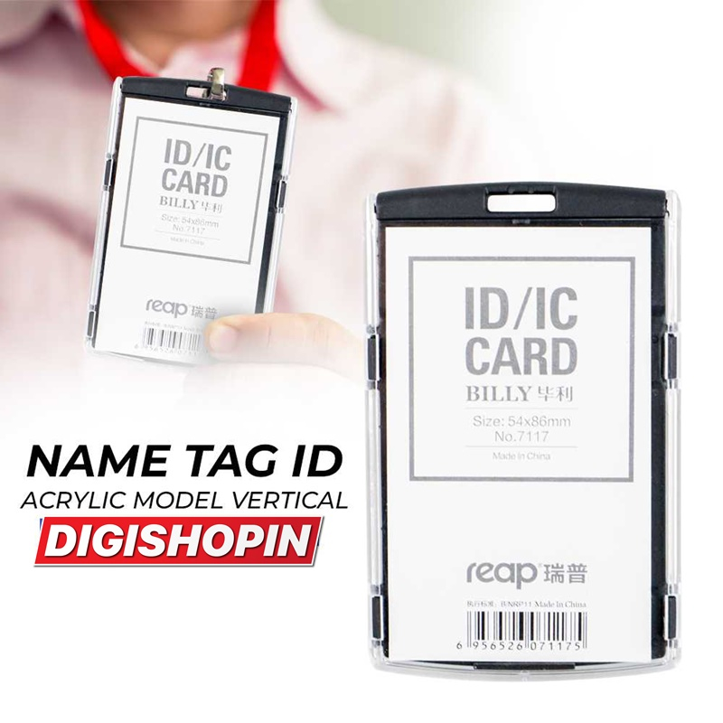 Jual Name Tag ID Card Acrylic Model Vertical Name Tag Akrilik | Shopee ...