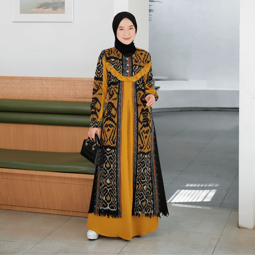 Jual Gamis Dress Kondangan Pesta Mewah Elegan Busui Mix Tenun Troso ...