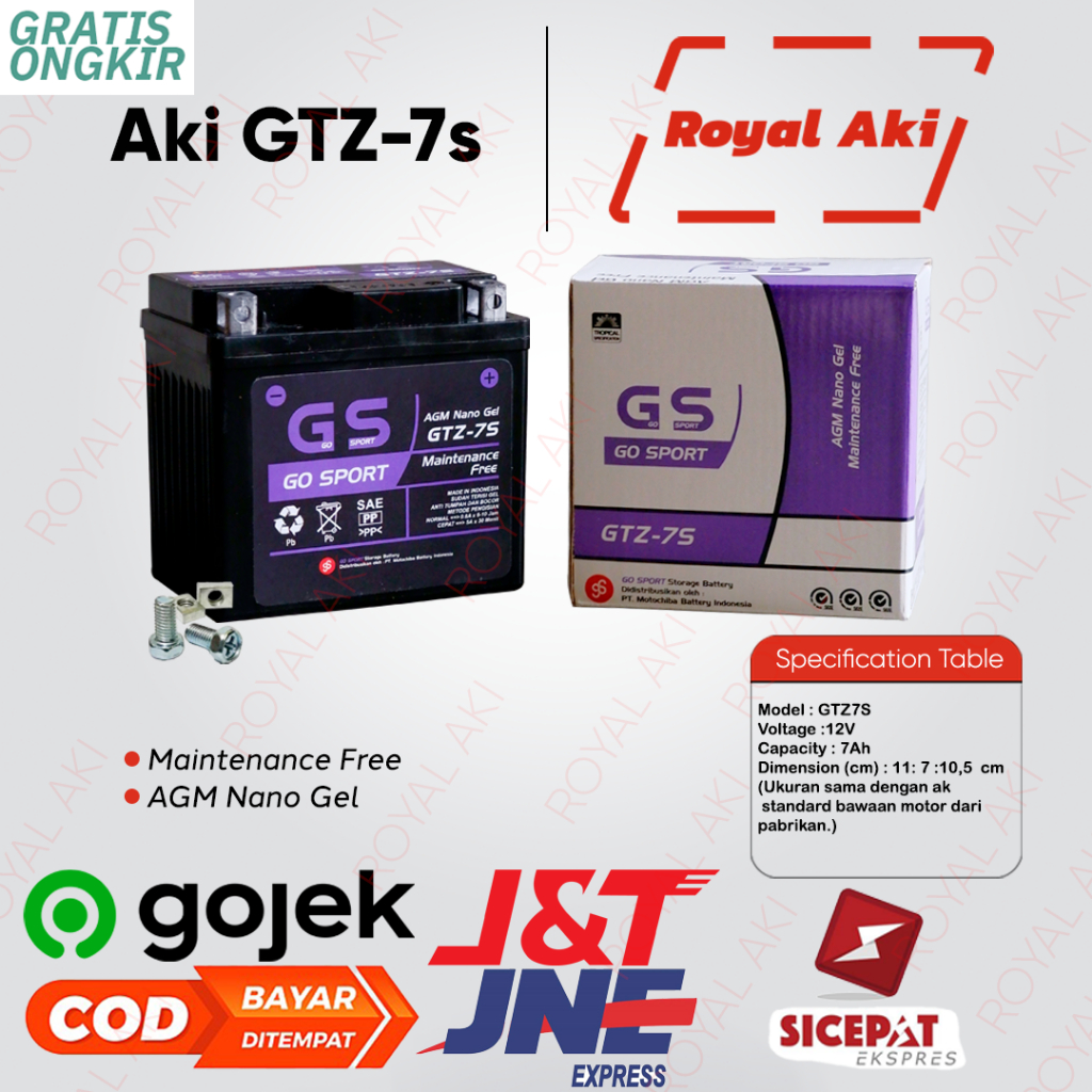 Jual AKI MOTOR GS GTZ-7S MOTOR BEAT2019, VARIO,SCOOPY,SUPRA SONIC,PCX ...