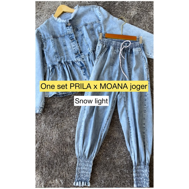 Jual Oneset Jeans Wanita PRILA x MOANA Jogger Jeans - PRILLA x MOANA ...