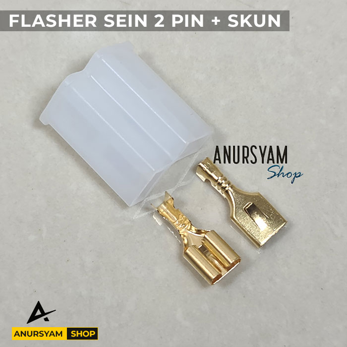 Jual 1 Set Soket Flasher Sein 2 Pin + Skun / Flaser Sen Motor Universal ...
