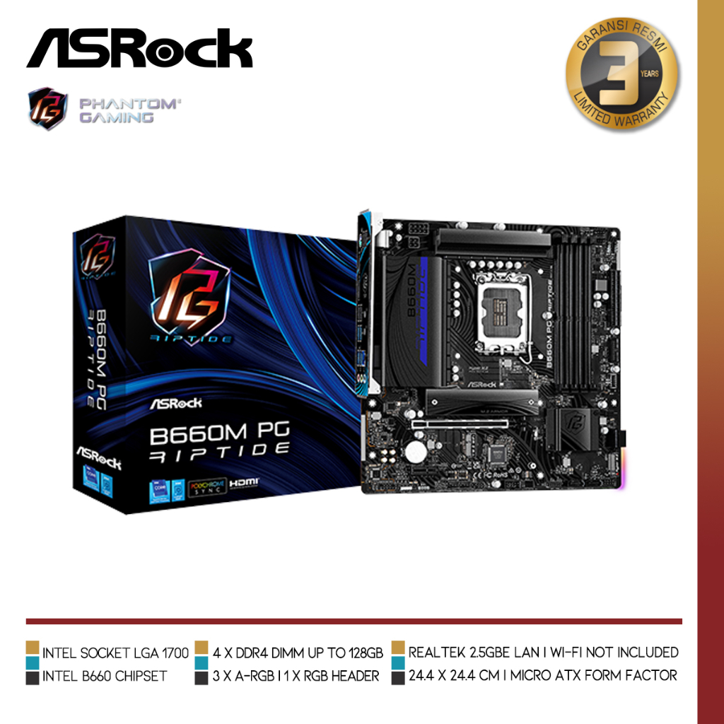 Jual ASROCK B660M PG Riptide | Motherboard Intel B660 LGA 1700 DDR4 ...