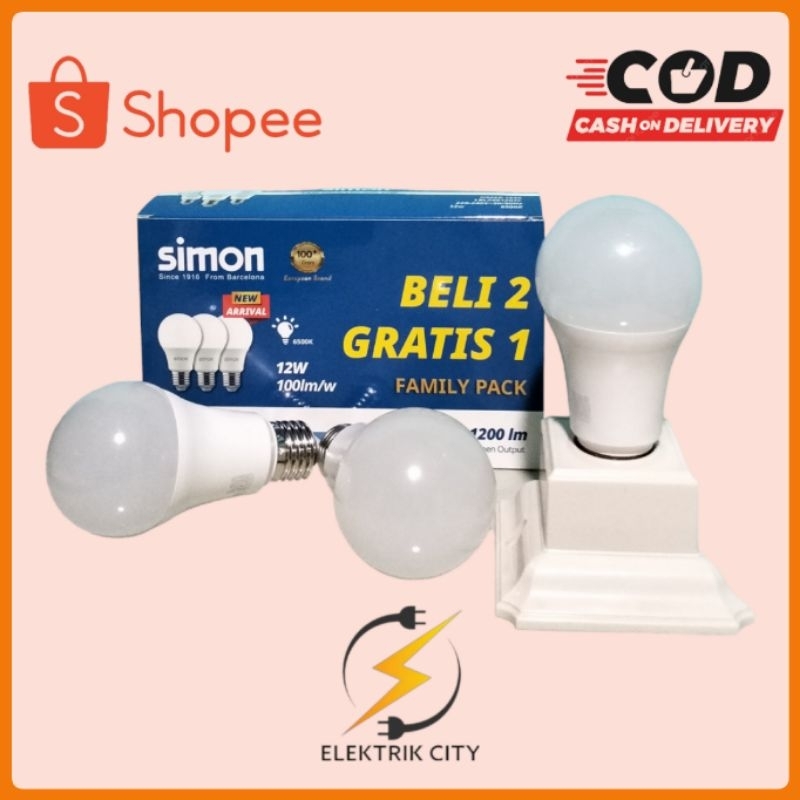 Jual Lampu LED SIMON PACK Family 12watt / Beli 2 Gratis 1 / Lampu LED ...