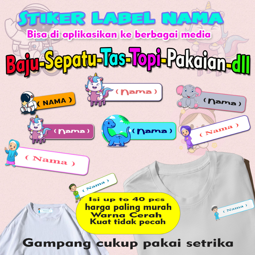 Jual Hiperion shop - Cetak Sticker Label Nama Kain Baju Kaos Sablon ...