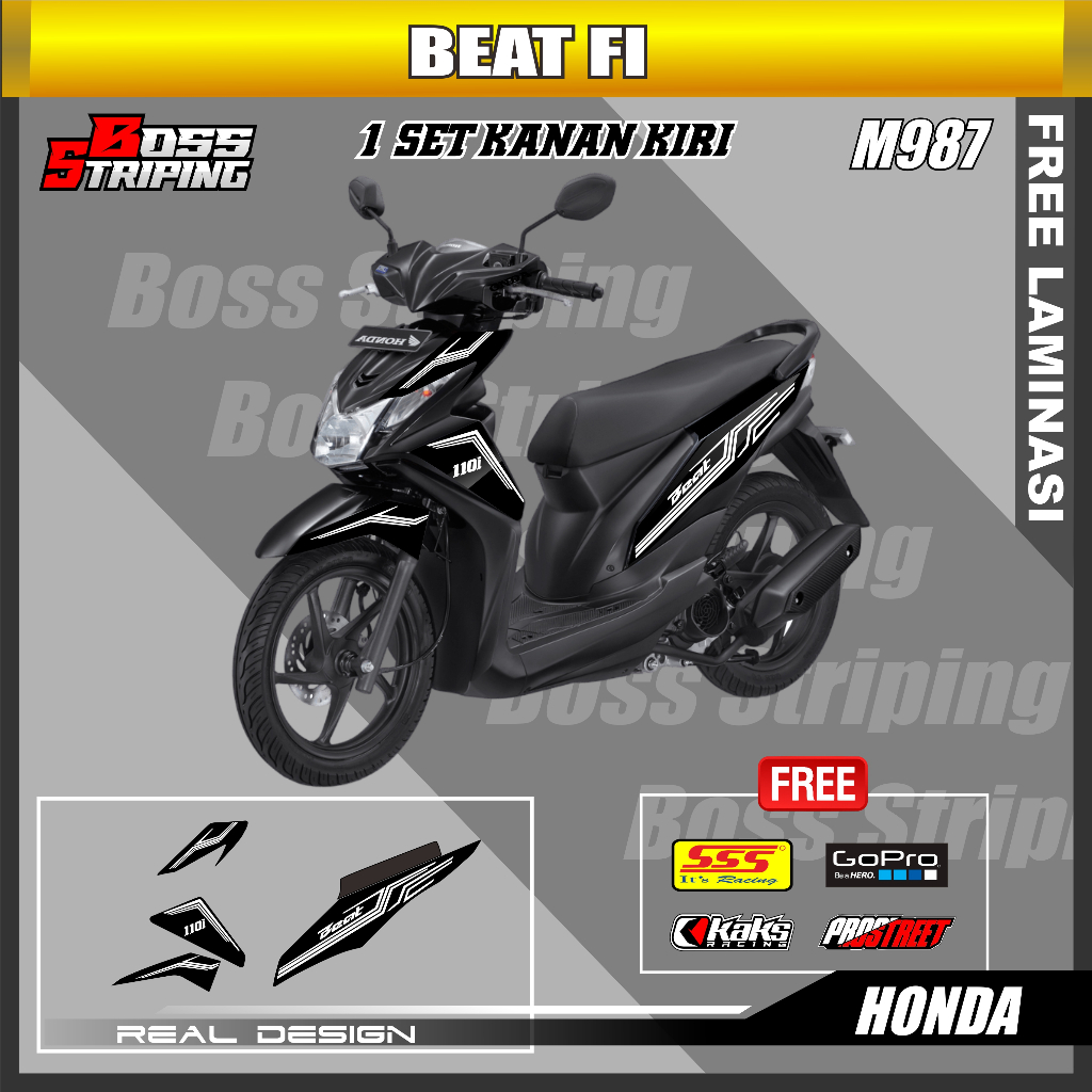 Jual Striping Sticker Honda Beat FI Injeksi Starter Kasar dan Halus ...