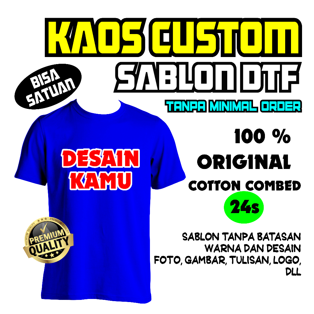 Jual KAOS CUSTOM SABLON DTF LENGAN PENDEK DESAIN SUKA-SUKA BAHAN KAIN COTTON COMBAD PREMIUM 24s ...