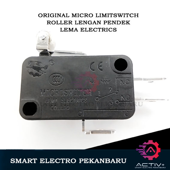 Jual ORIGINAL MICRO LIMIT SWITCH DENGAN GAGANG PLAT PENDEK + RODA ROLLER ELECTRONICS NO-NC SPDT ...