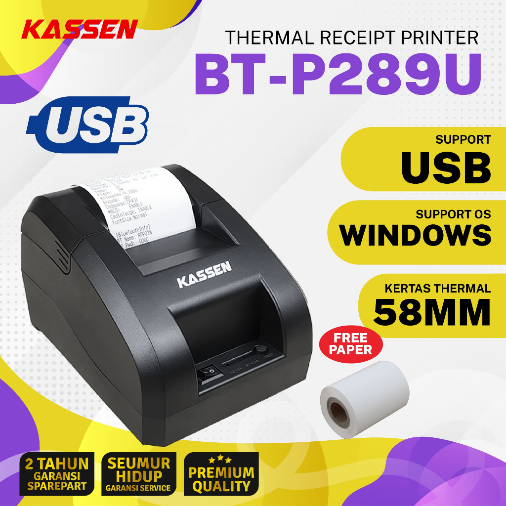 Jual Mini Printer Struk Kasir Kassen BT-P289 Cetak Thermal 58mm (USB ...