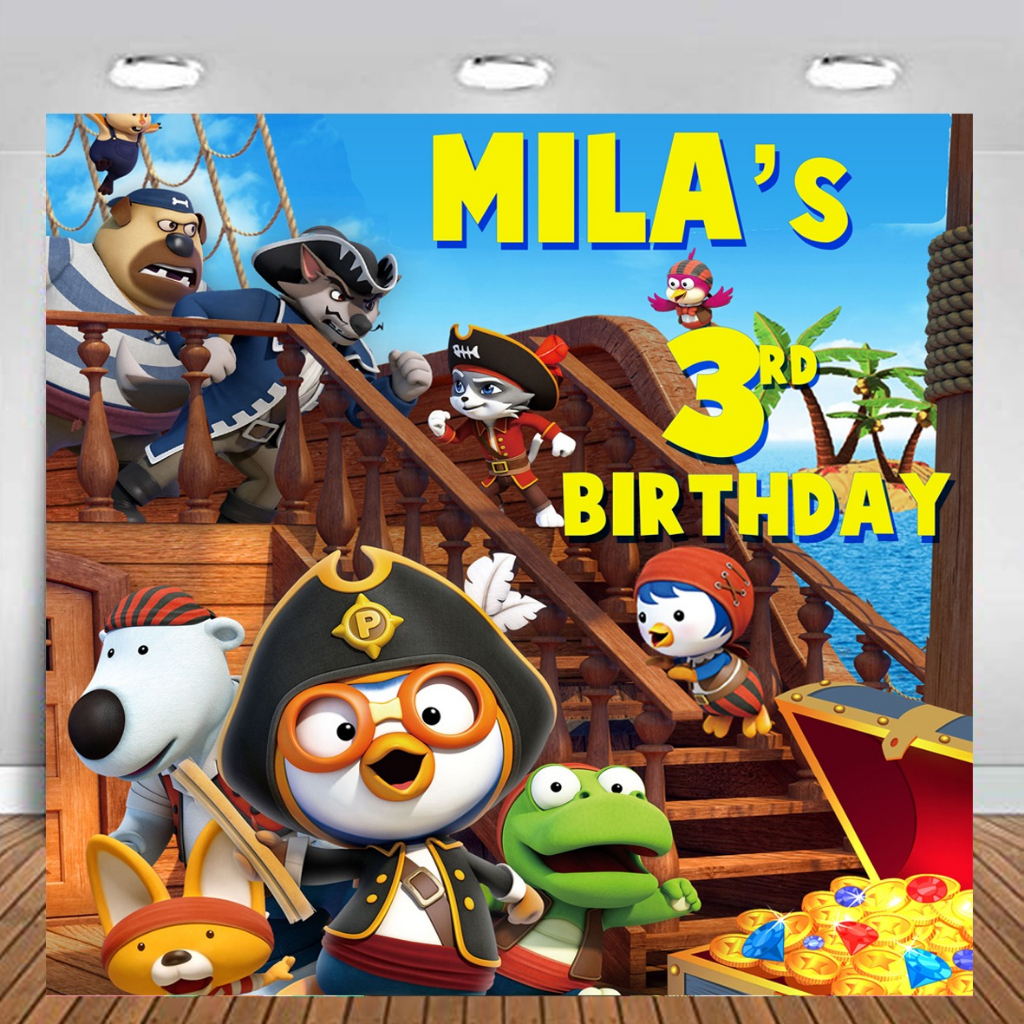 Jual Pororo Pirate Backdrop Backdrop Banner Flexi Birthday / Hiasan ...