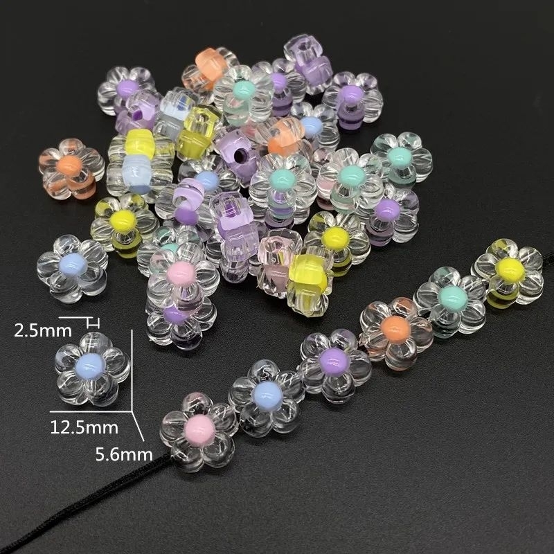 Jual Terlaris ( 25 Pcs ) Manik Manik Bunga Kristal Transparan Manik ...