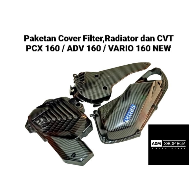 Jual Paketan 3 pcs Carbon Cover Filter,Radiator,Tameng CVT PCX 160 ...