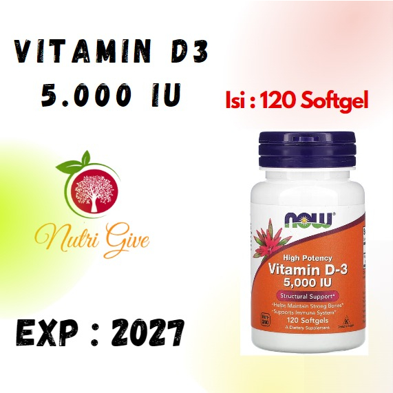 Jual Now Foods Vitamin D3 5000 IU 5000IU Vit D 3 isi 120 Softgels | Shopee Indonesia