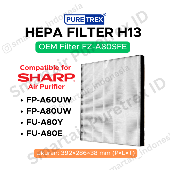 Jual PURETREX HEPA Filter OEM Sharp Air Purifier FZ-A80SFE A80Y A60UW ...