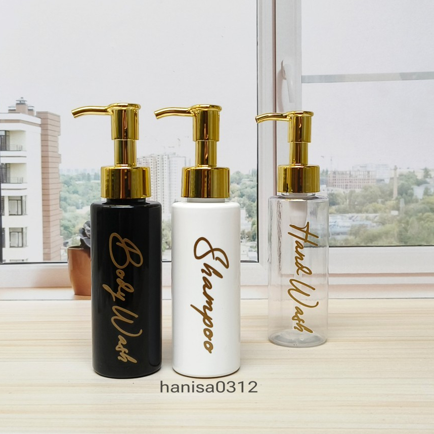 Jual Botol Pump 100ml Aesthetic Tempat Sabun Cair Luxury Gold / Botol Refill 100 Ml Hitam Putih ...