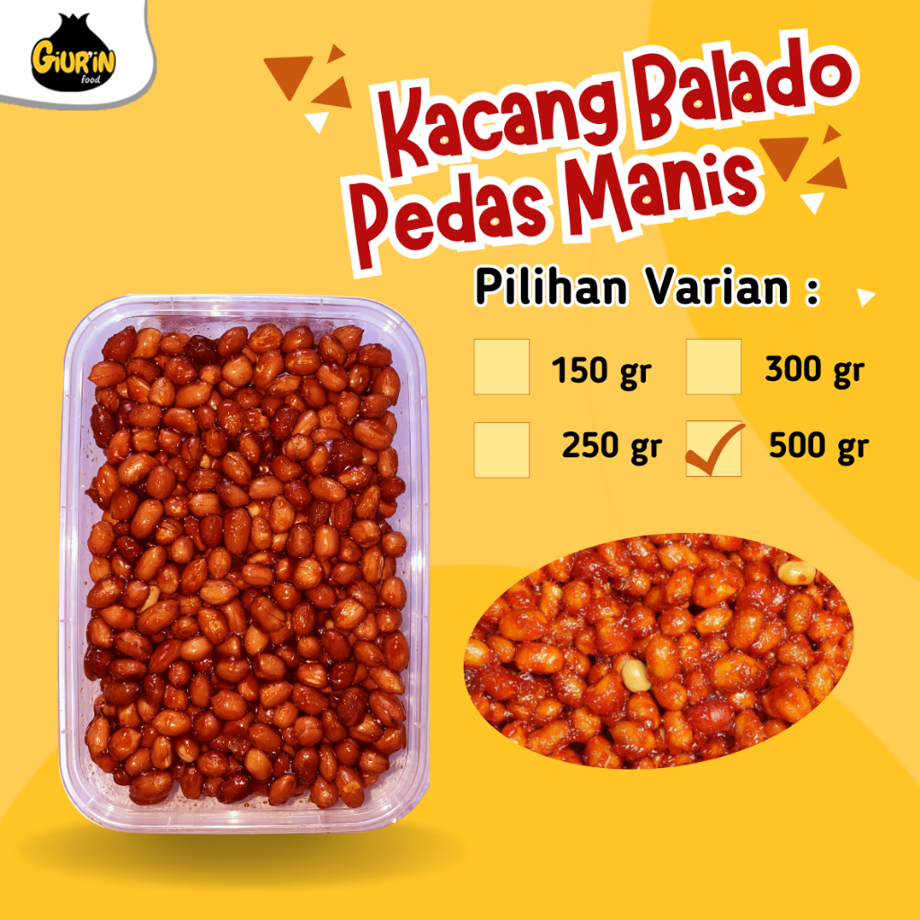 Jual Kacang Balado Pedas Manis by Giurin Food - Varian 500 gr | Shopee ...