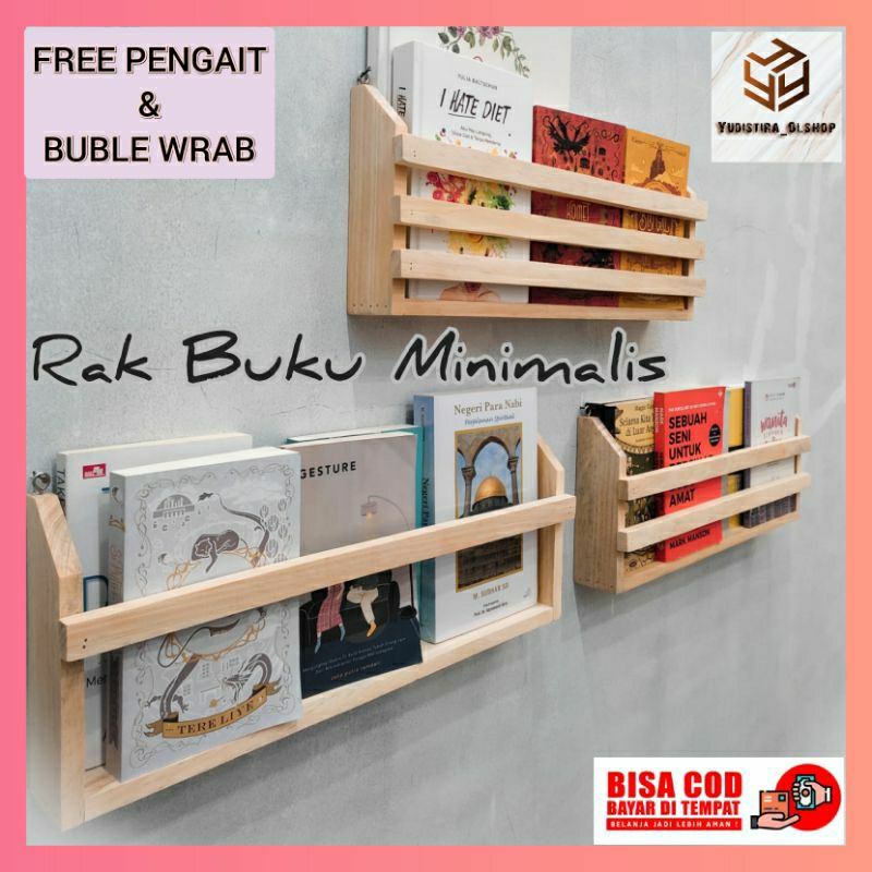 Jual Rak Buku Kayu Gantung Rak Majalah Rak Novel Rak Komix Rak Foto ...