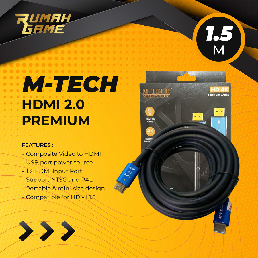Jual KABEL HDMI 1.5M 3M 5M 10M 15M 20M PREMIUM 2.0 4K MTECH HDTV - 1.5M ...