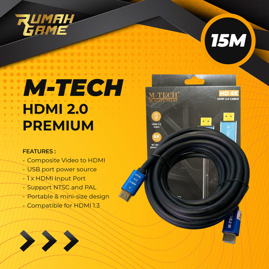 Jual KABEL HDMI 15M 2.0 MTECH HDTV PREMIUM 4K UHD 15 Meter | Shopee ...