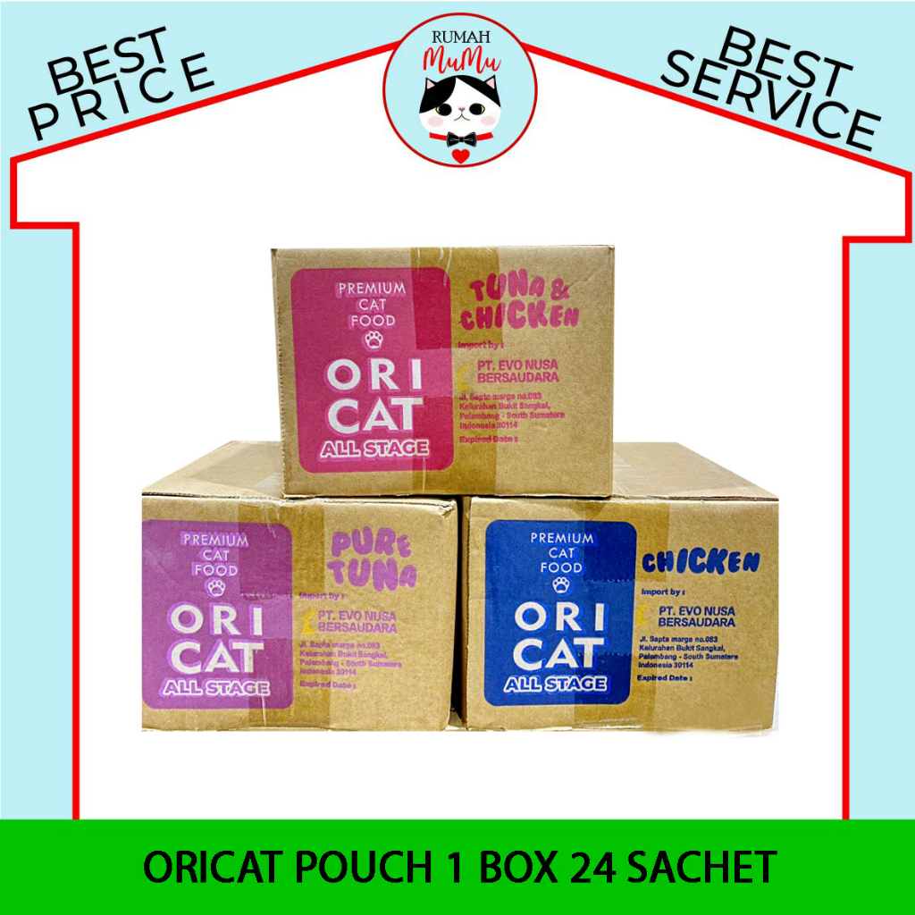 Jual MAKANAN KUCING ORICAT POUCH 1 BOX ISI 24 SACHET | Shopee Indonesia