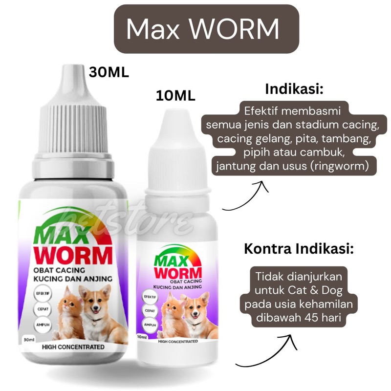 Jual MAX WORM 30ML Obat Cacing Kucing Anjing Cepat Ampuh Efektif ...
